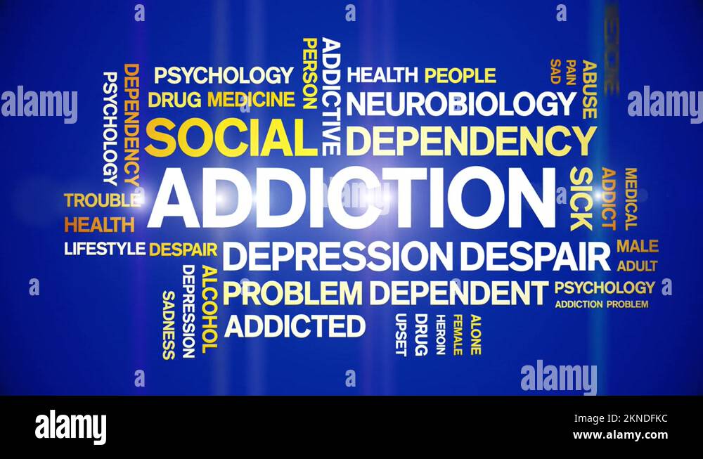 Addiction animated word cloud,animation text kinetic typography ...