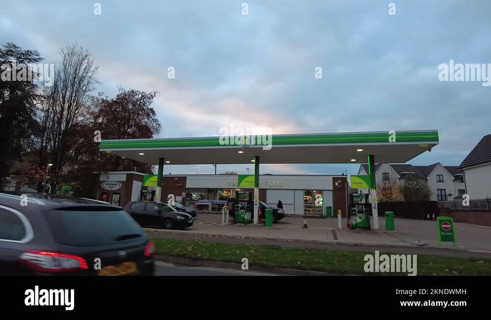 BP Petrol station with an M and S Simply Food store Stock Video Footage ...