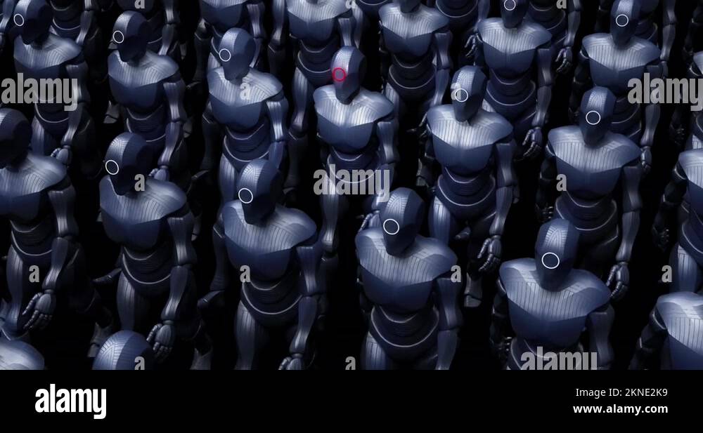Robot Army Marching Slowly. Perfect Loop. Abstract Concept Stock Video ...
