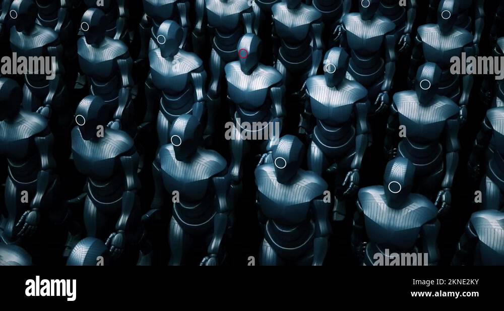 Alien Robot Army Marching Slowly. Invading Earth. Perfect Loop Stock ...