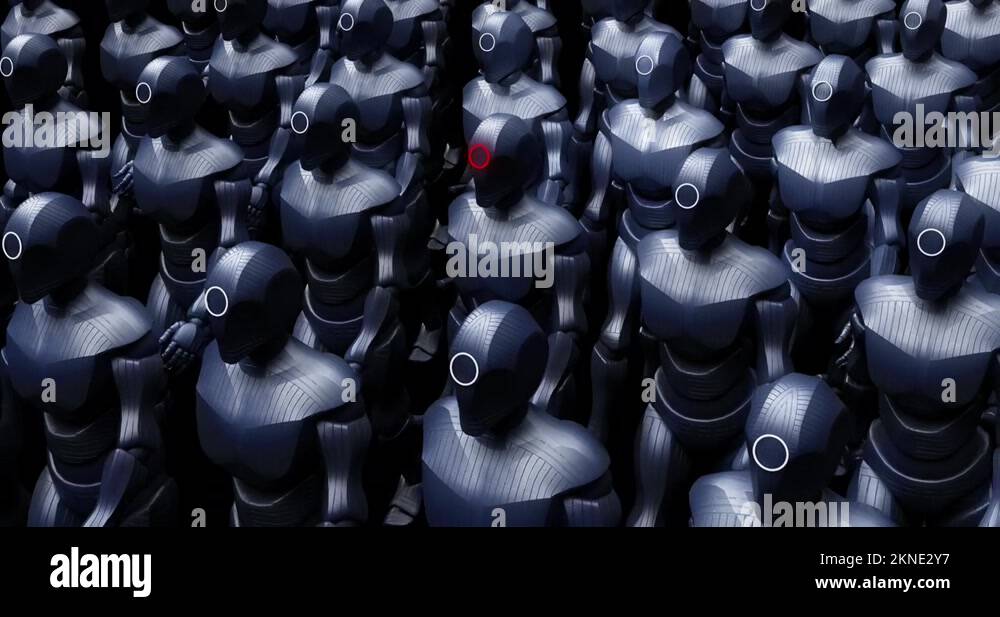High Tech Advanced AI Robot Army Marching Slowly. Perfect Loop Stock ...