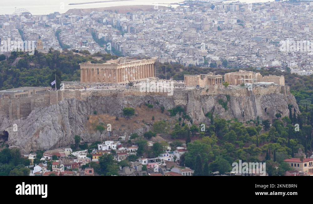 Iconic Parthenon temple at Acropolis of Athens views from Lycabettus Hill Stock Video Footage ...