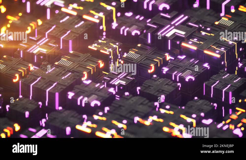 Futuristic techno structure of metallic cubes seamless loop 3D render animation Stock Video ...