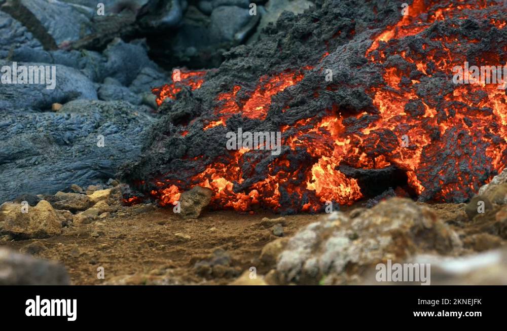 Solidified Magma Coming From The Erupting Fagradalsfjall Volcano In ...