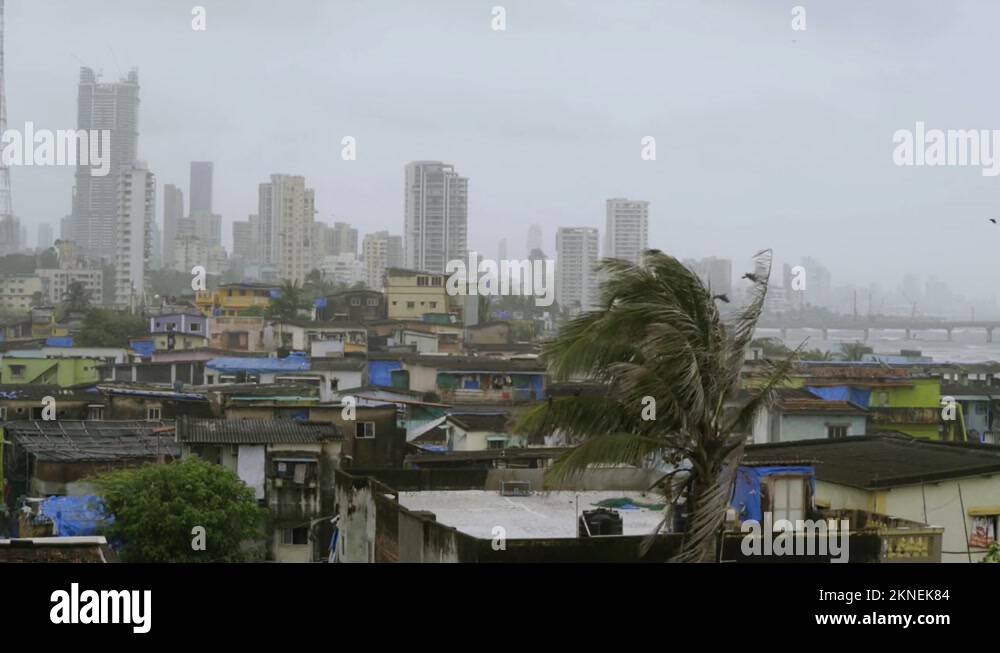 Windy and rainy day in Mumbai city, during monsoon season in India ...