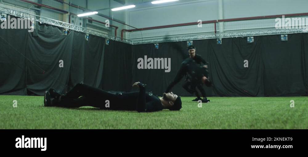 Actors in motion capture suits performing some fight moves as game ...