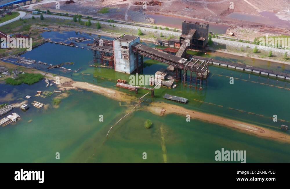 A flooded building on an industrial site Stock Video Footage - Alamy