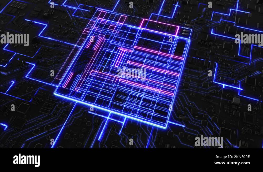 Futuristic Animation Inside Computer Motherboard. Hi Tech CPU Stock Video Footage - Alamy