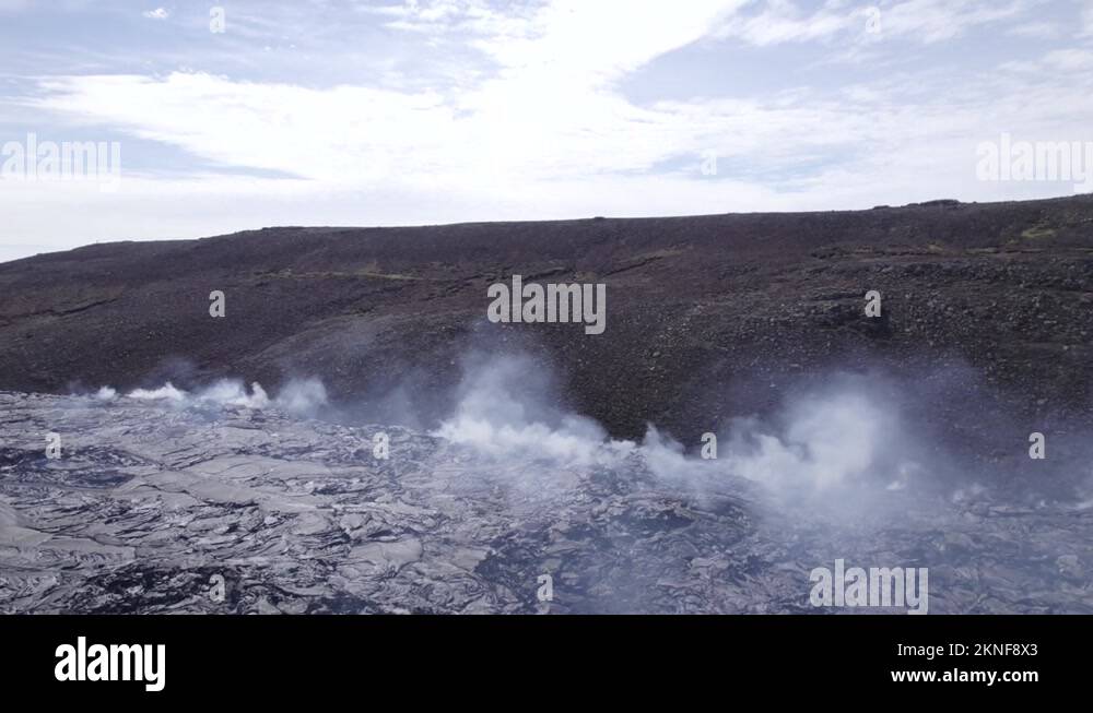 Volcanic Gas Rising From Solidified Magma Due To Eruption Of ...