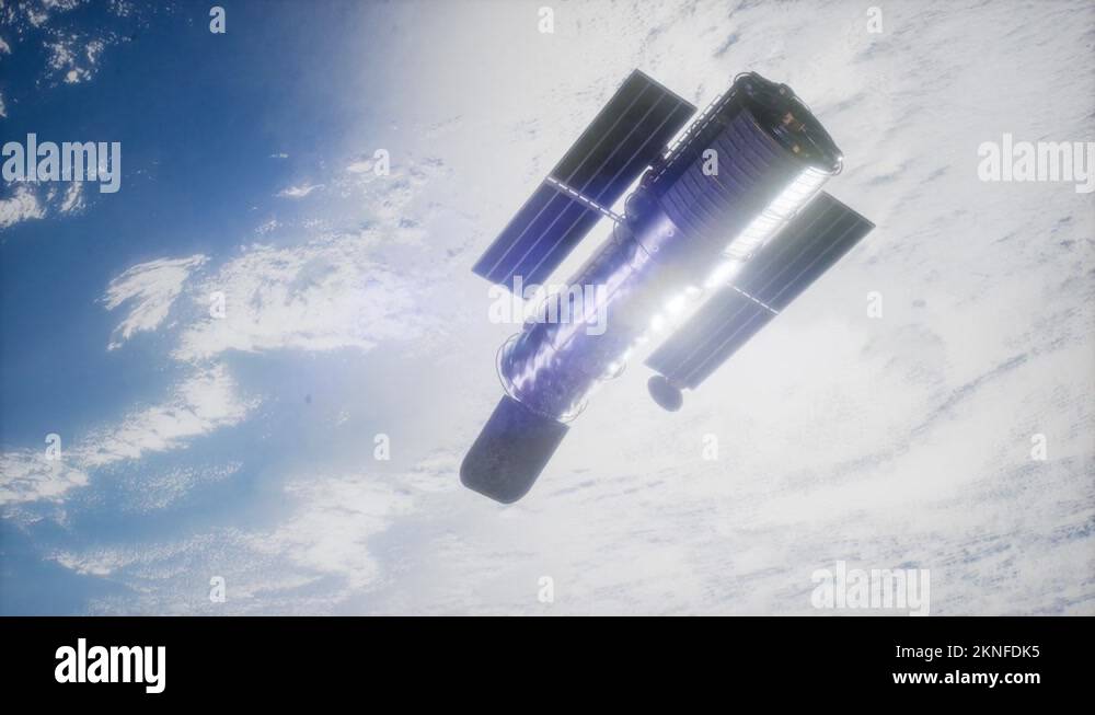 Hubble Space Telescope orbiting Earth. Elements of this image furnished ...