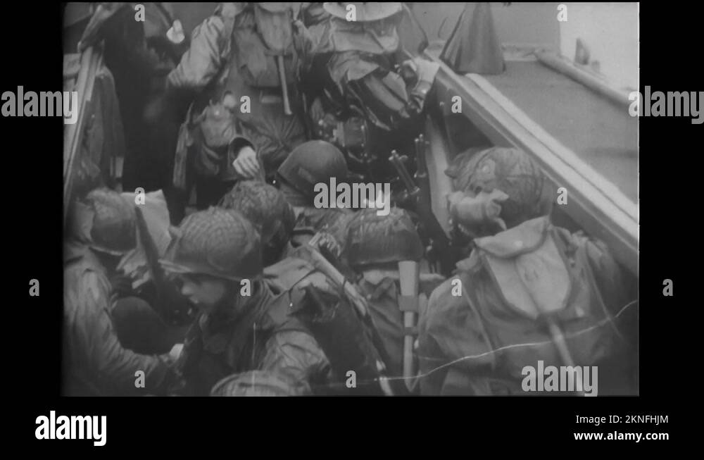 1940s: Boats at sea. Soldiers on boat. Soldiers in battle. Soldiers on ...