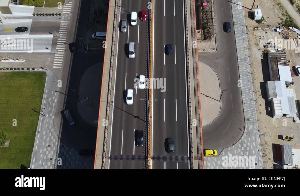 Belgrade, Serbia. Top Down Aerial View of Busy Daily Traffic on Gazela ...