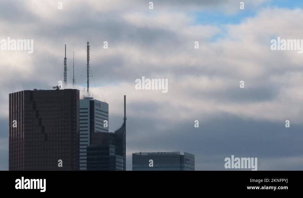 5G mobile data telephone network tower on tall skyscraper building in ...
