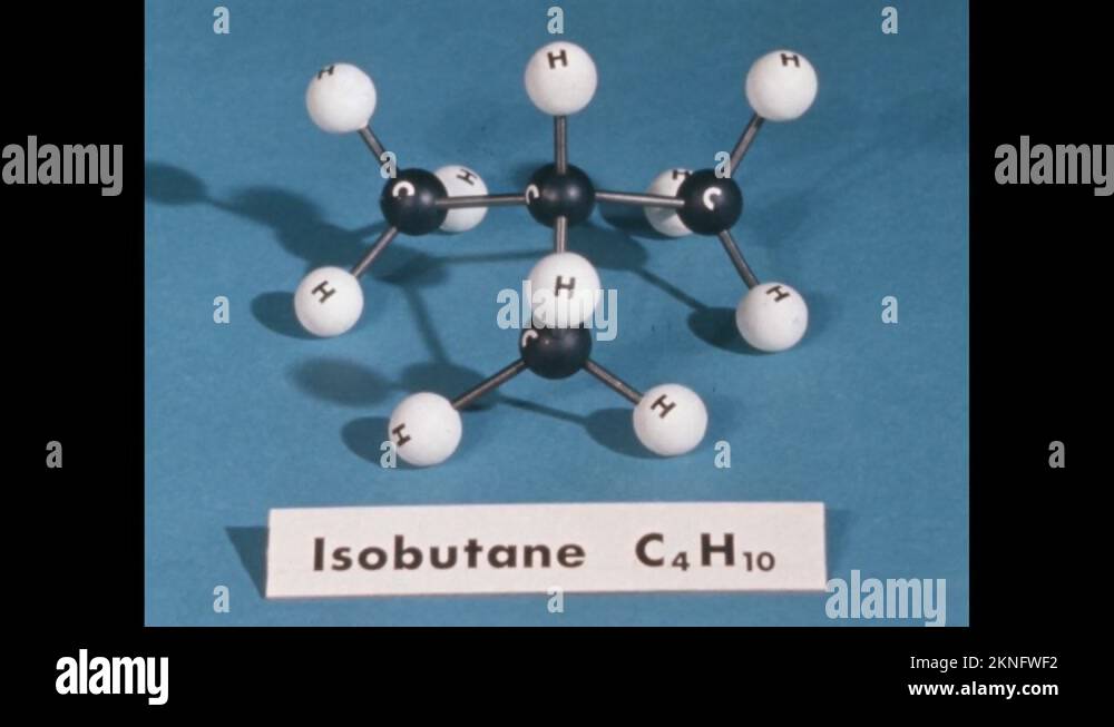 1960s Model Of Isobutane Finger Points To The Branched Structure Compared Stock Video Footage