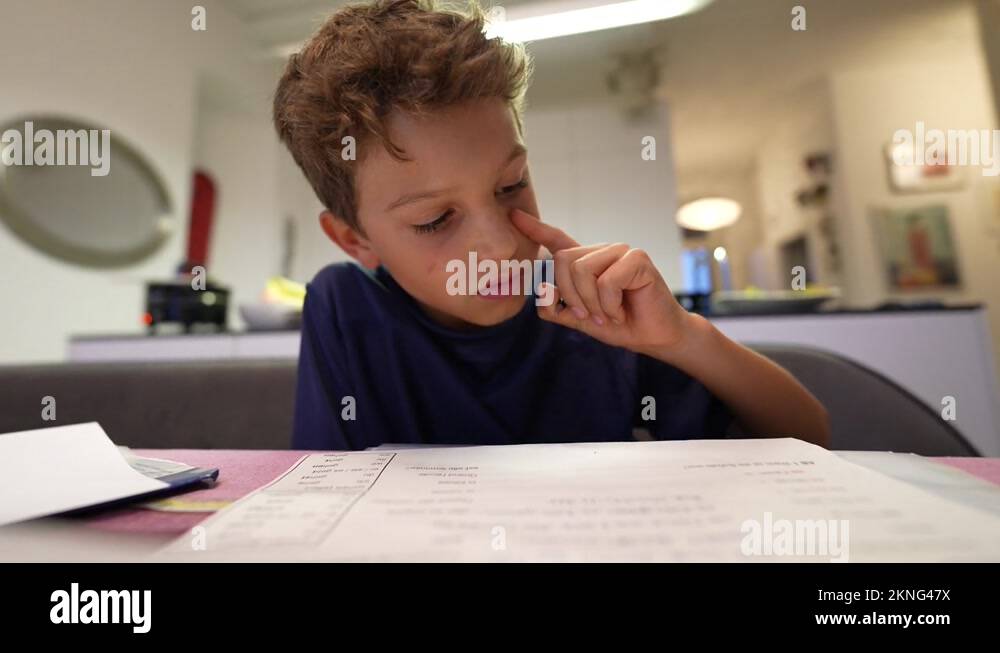 Young boy doing homework after school. Kid preparing for exam Stock ...