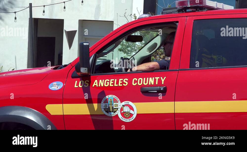 Fire Department Paramedic Truck Waiting For Emergency Response In Los