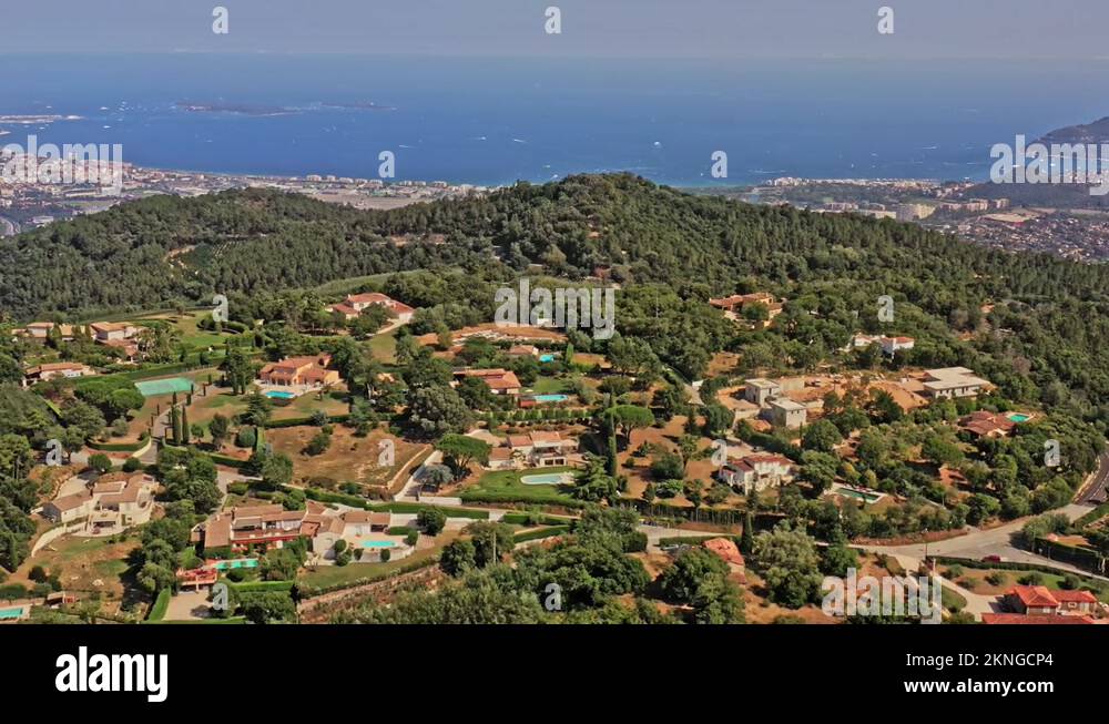 Tanneron France Aerial v26 drone flyover villages in les plaines ...