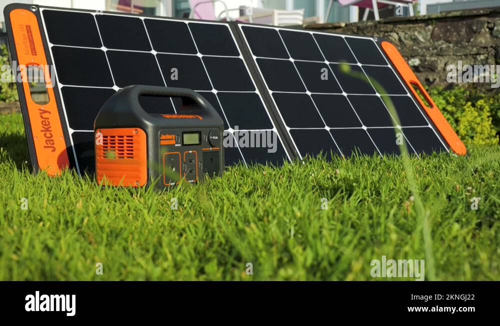 Set Of Solar Generator And Photovoltaic Solar Panels On The Ground ...