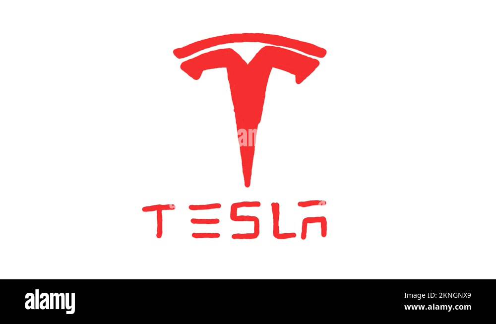 Tesla Electric Car Company Logo Hand Drawn Sketch Doodle Loop Animation ...