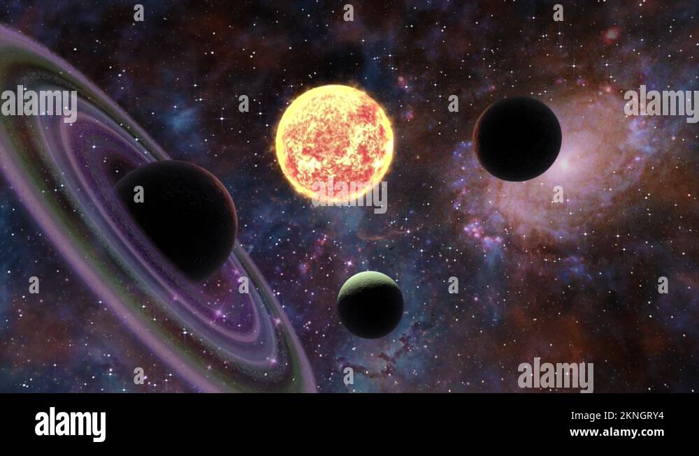 Space journey moving in universe by strars planets galaxies nebulae ...