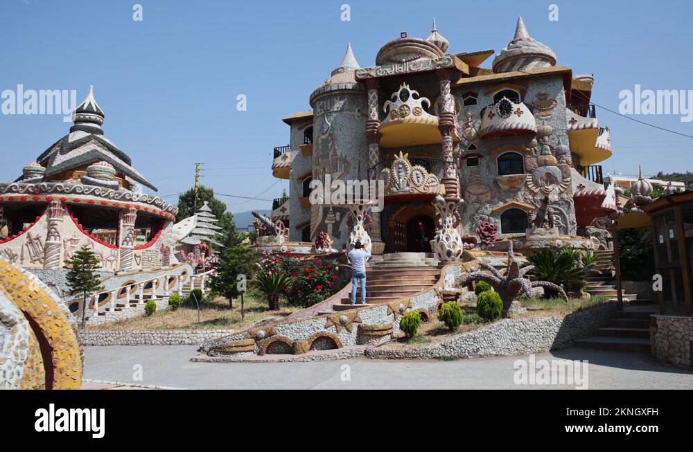 Tourist at Beautiful and Unique Bakhoun Castle in Lebanon Stock Video ...