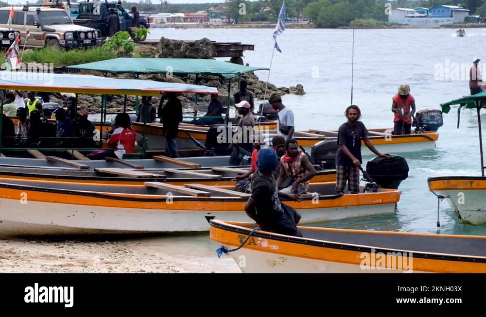 People on boat water taxis at the busy crowded Buka Passage crossing on ...
