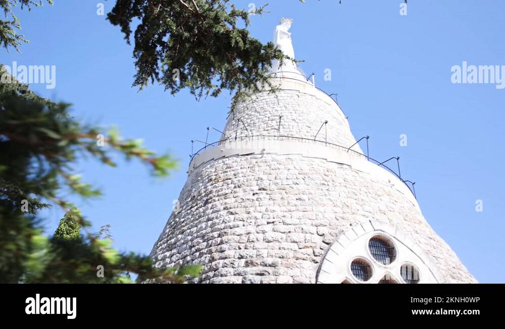 Beautiful Lady of Lebanon Monument Statue in Harissa, Low Angle Reveal ...