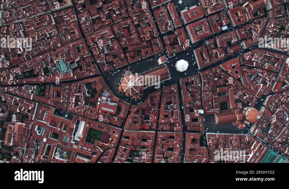 City centre with traditional street plan of historic Florence above ...