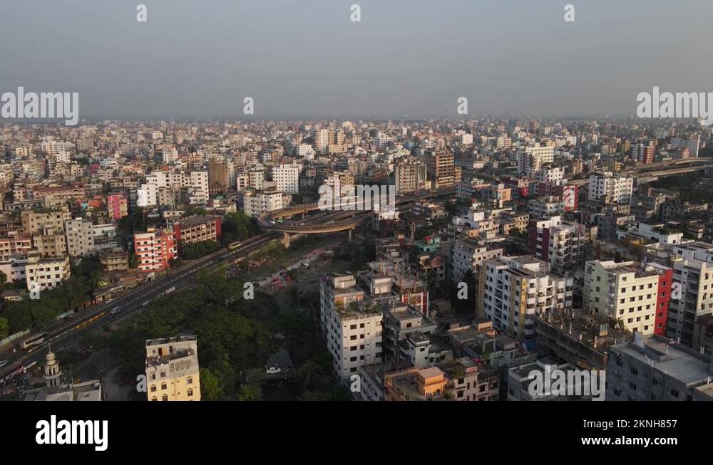 Aerial push in shot. Dhaka City the Capital of Bangladesh. The ever Stock Video Footage - Alamy