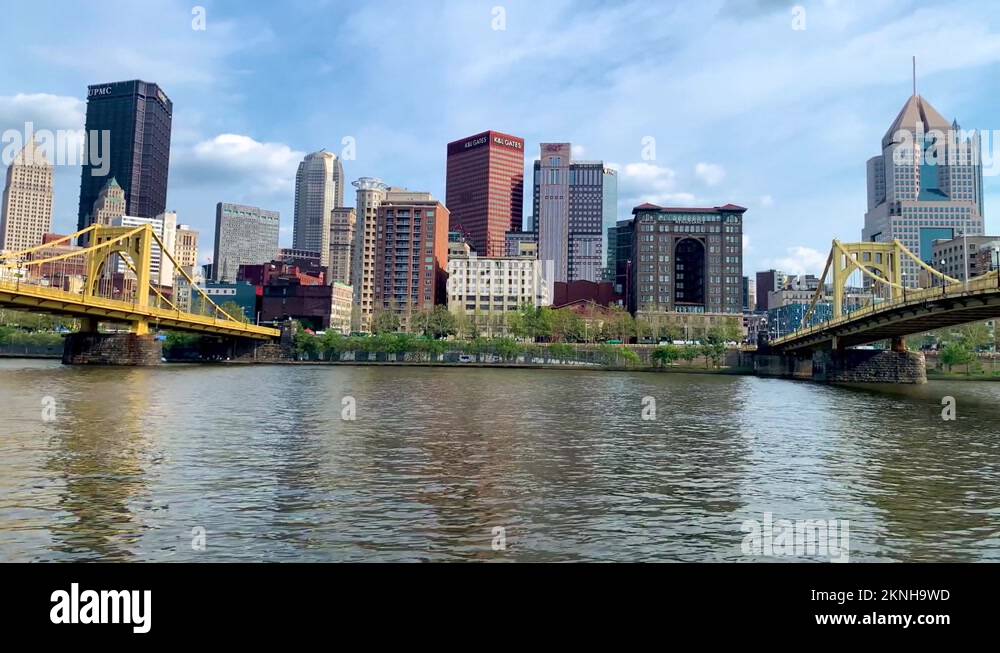 Pittsburgh Skyline with two famous Andy Warhol and Roberto Clemente ...
