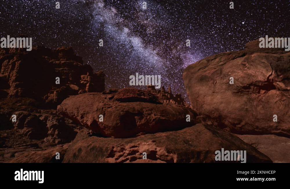 red rocks and milky way night sky in Moab Utah Stock Video Footage - Alamy