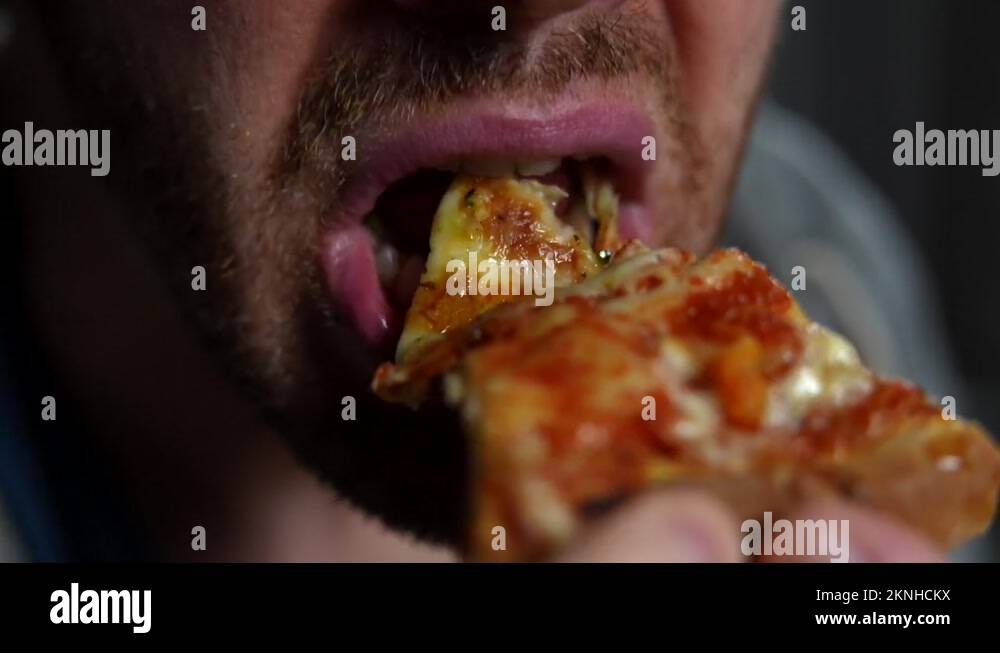 Man Eating Pizza Fast Food, Unhealthy Convenience Diet Stock Video ...