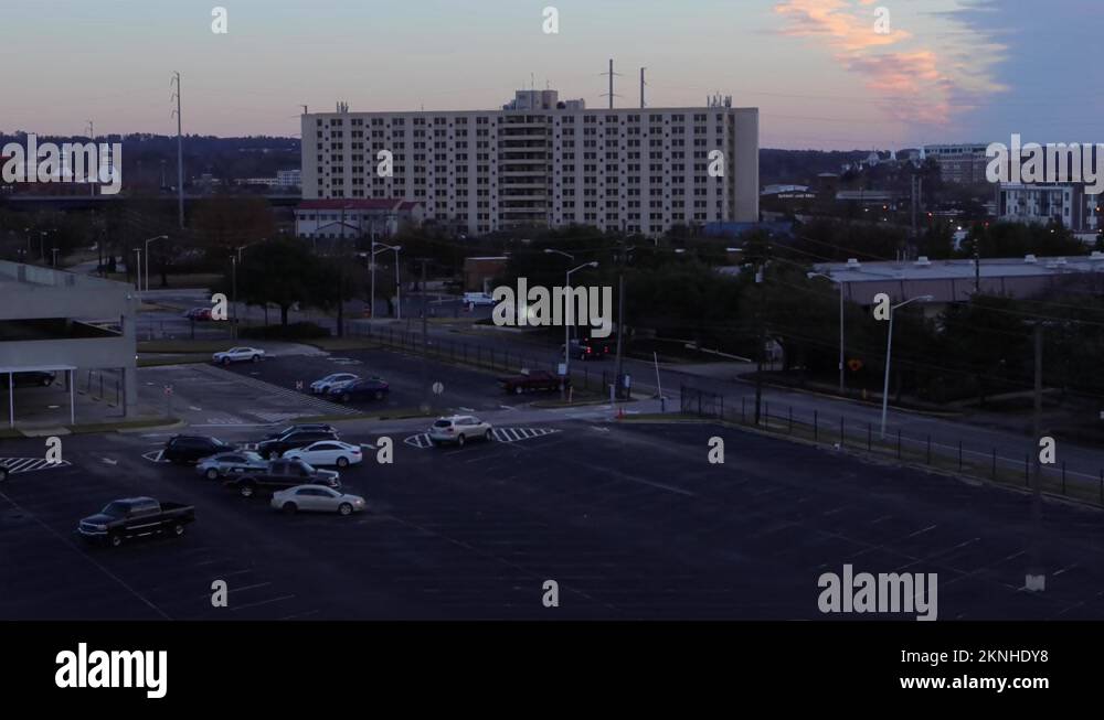 Beautiful morning skyline downtown Augusta Georgia traffic on a road ...
