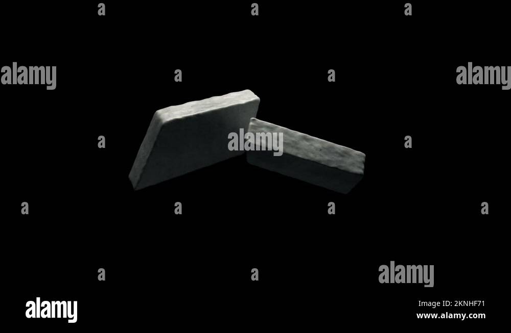 Floating Concrete Stones on Black Background with Lights. 4K loop ...