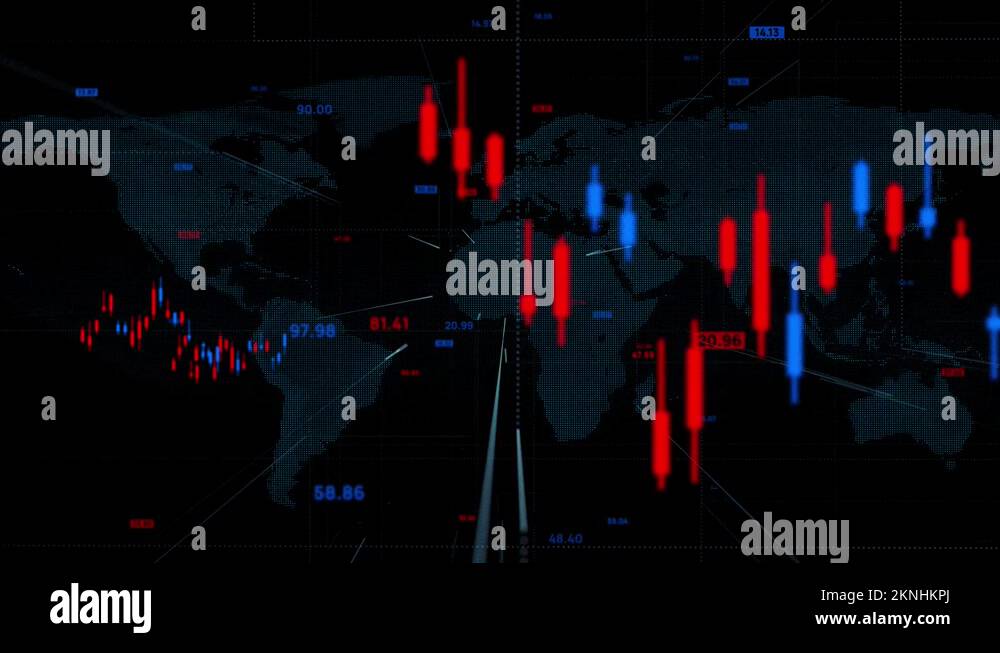 World map and financial chart concept. Global finance. Fintech Stock ...