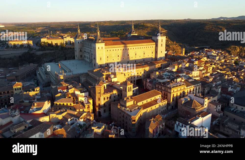 fortress of the XVI century of the Castilia kings in Toledo, Spain, UHD ...