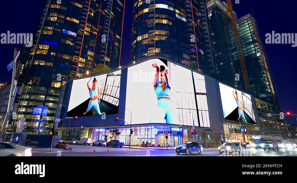 Big digital visual advertising billboards on facade of the building ...