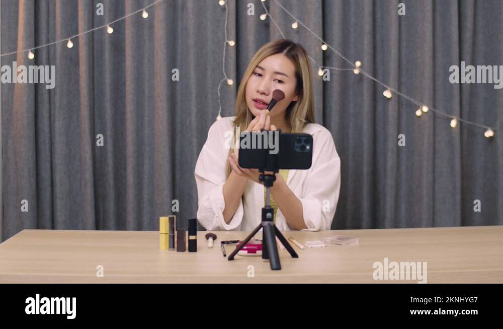 Beautiful Asian woman beauty blogger influencer makeup artist Stock ...