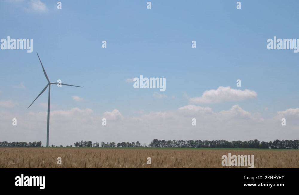 Wind driven generator produces clean energy in wheat field Stock Video ...