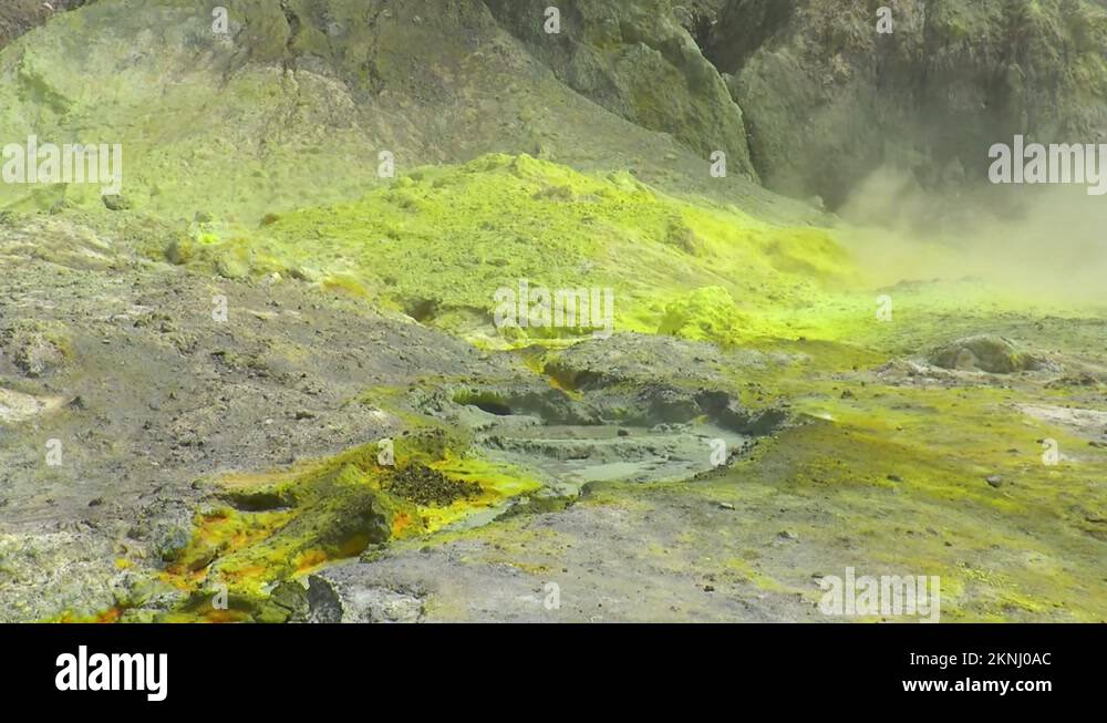 New Zealand. Geothermal field with smoking geysers and fumaroles Stock ...