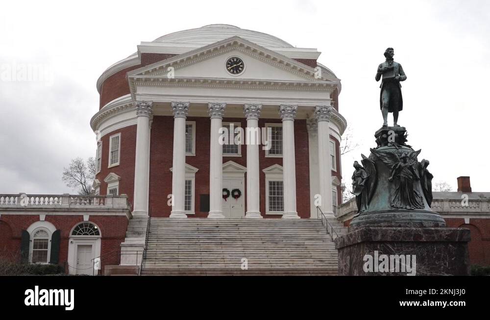 Statue of Thomas Jefferson in front of the Rotunda on the University of ...