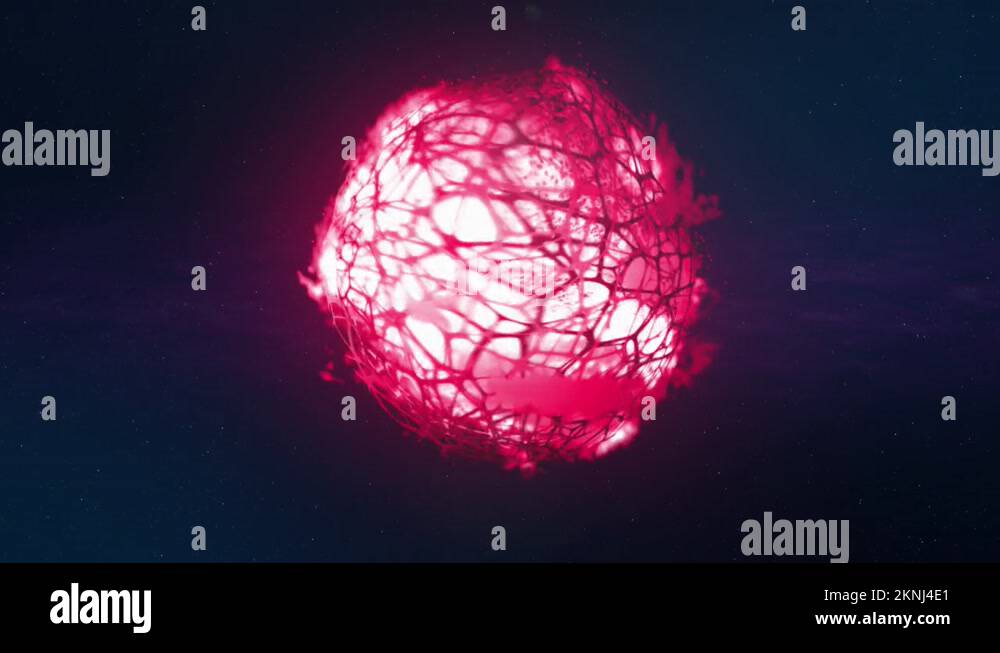 4K Red Energy Planet Solar Sun Ball Sphere in Space Background Stock ...