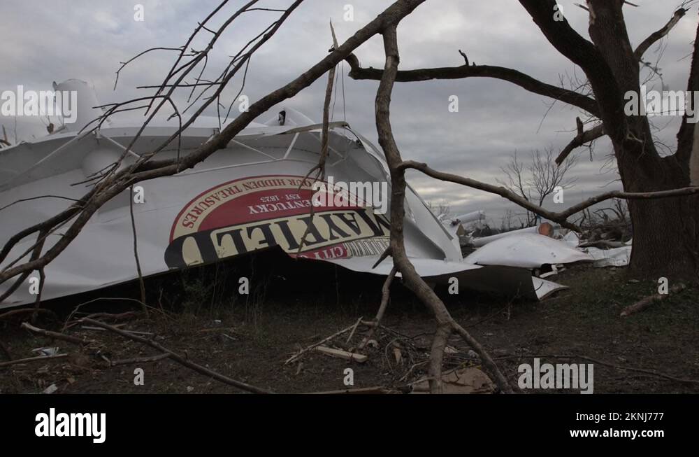 Mayfield Kentucky tornado damage and devastation from the town and Stock Video Footage - Alamy