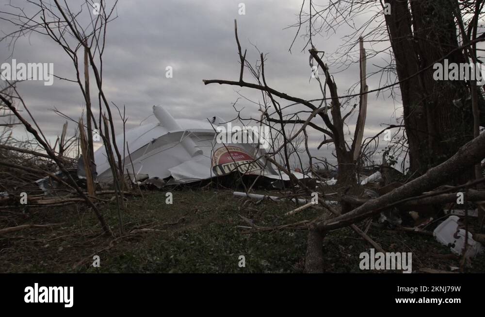 Mayfield Kentucky tornado damage and devastation from the town and Stock Video Footage - Alamy