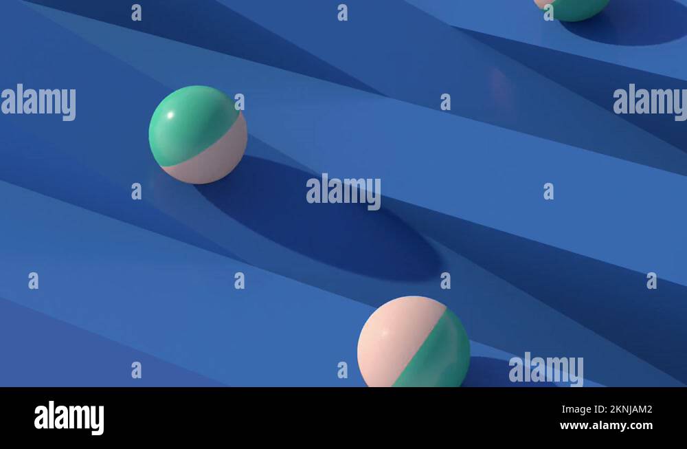 Ball rolling on blue block. Abstract animation, 3d render Stock Video ...