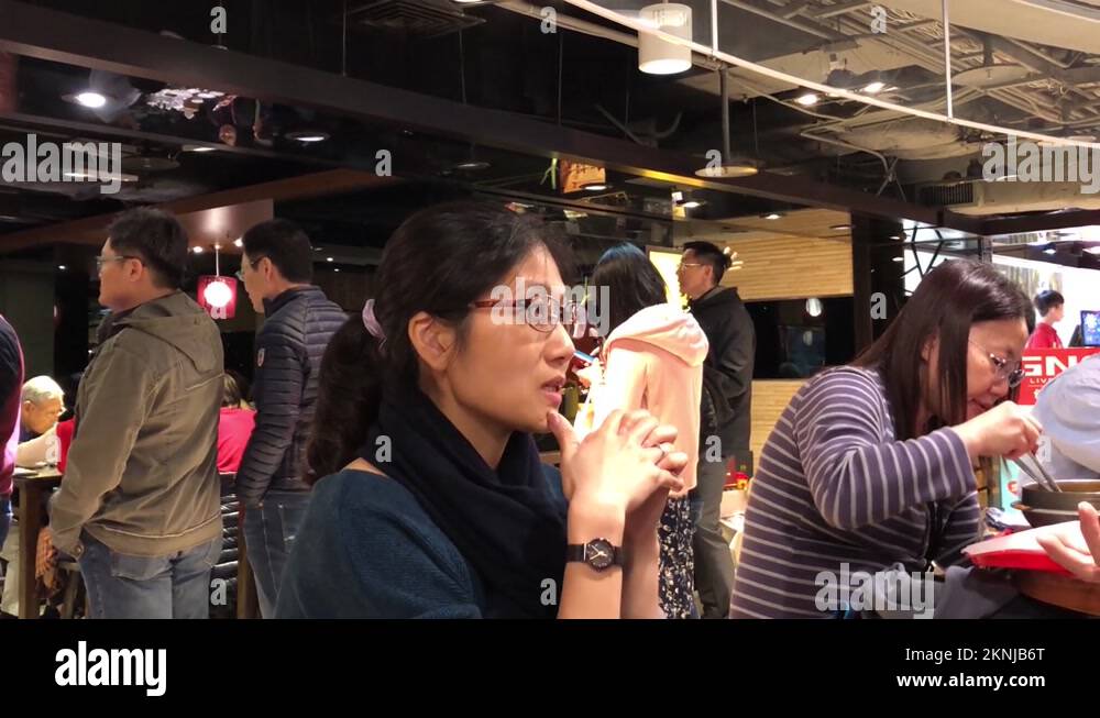 The motion of people eating food at the food court area with 4k ...