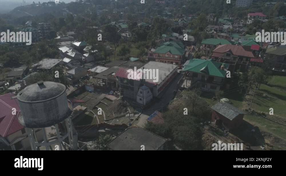 Pulling out of a house in under construction to reveal new residential ...