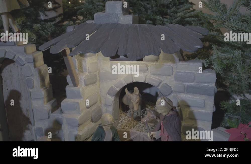 Star over a nativity scene, Joseph, Mary and Jesus in a stable Stock ...