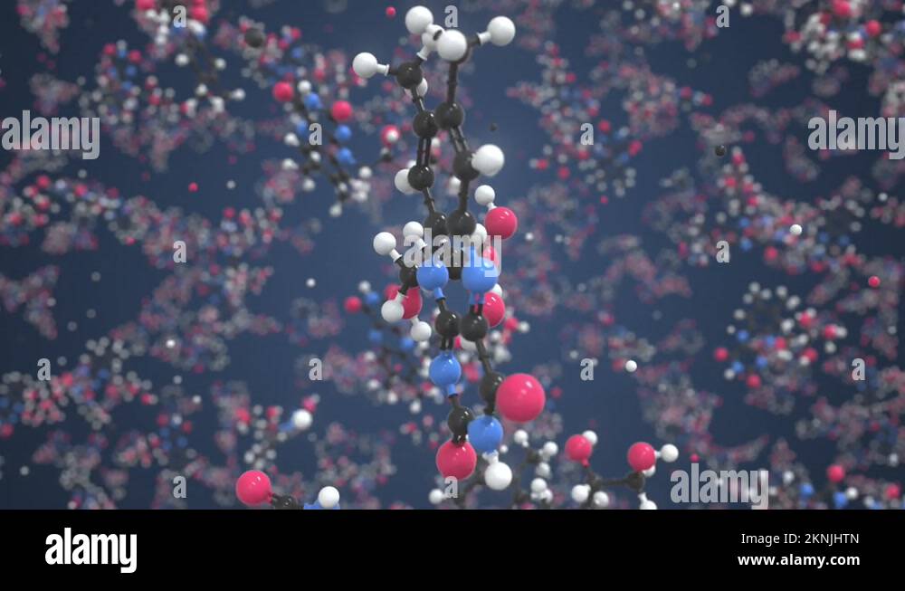 Molecule of vitamin b2, isolated molecular model. Looping 3D animation ...
