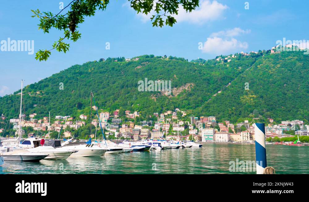 Port of Como, harbour and lakefront, a tourist destination on Lake Como ...